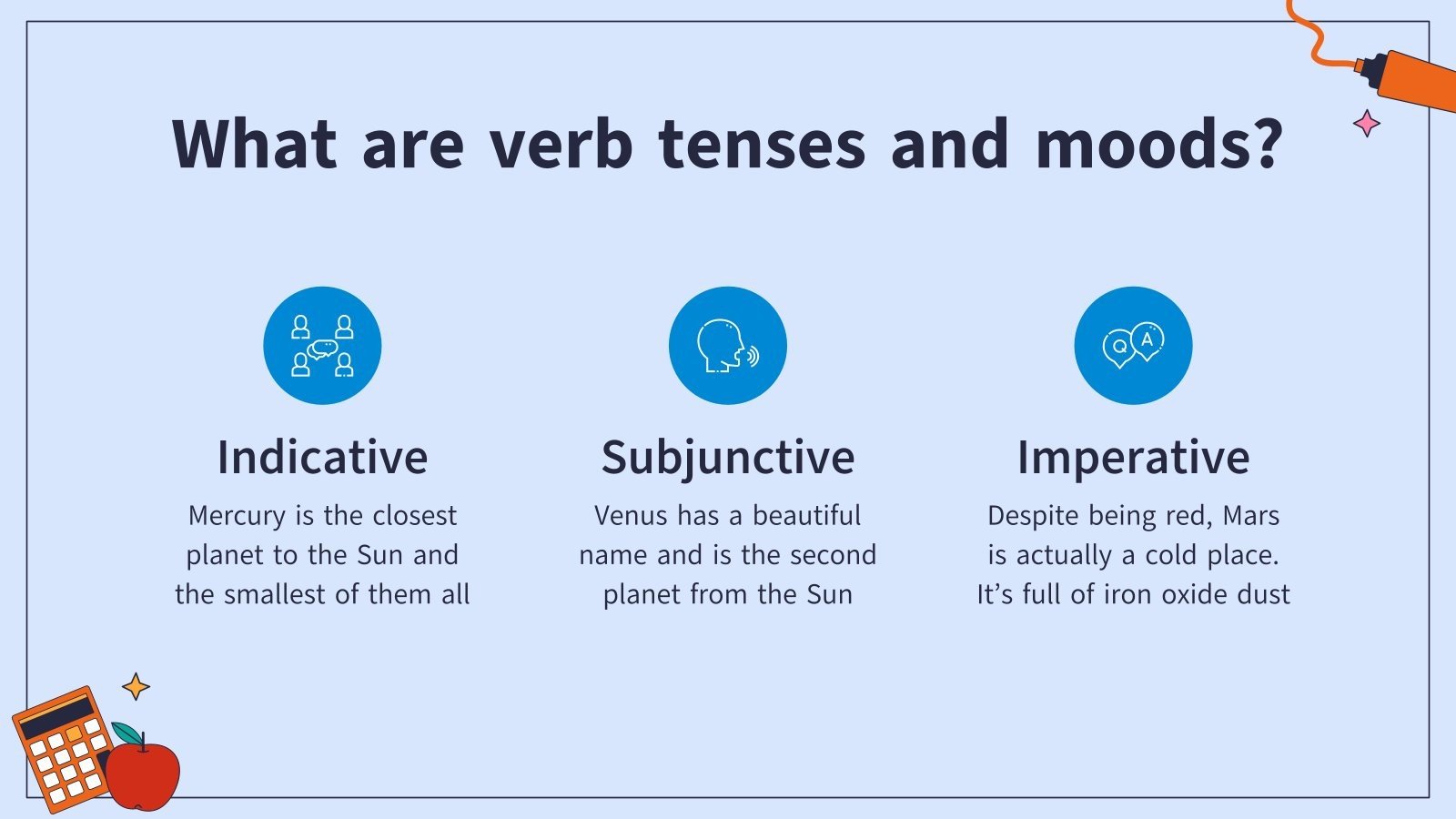 Advanced Verb Tenses and Moods - Spanish - 8th Grade