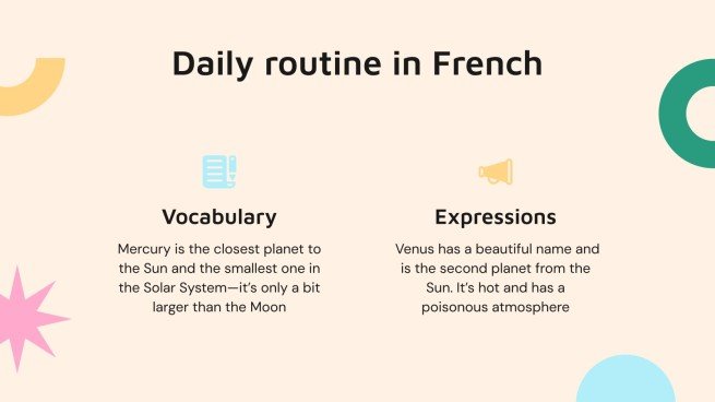Daily Routine and Time Expressions in French - 6th Grade