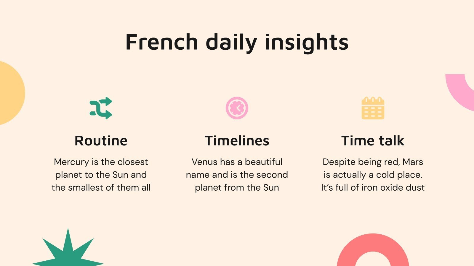 Daily Routine and Time Expressions in French - 6th Grade