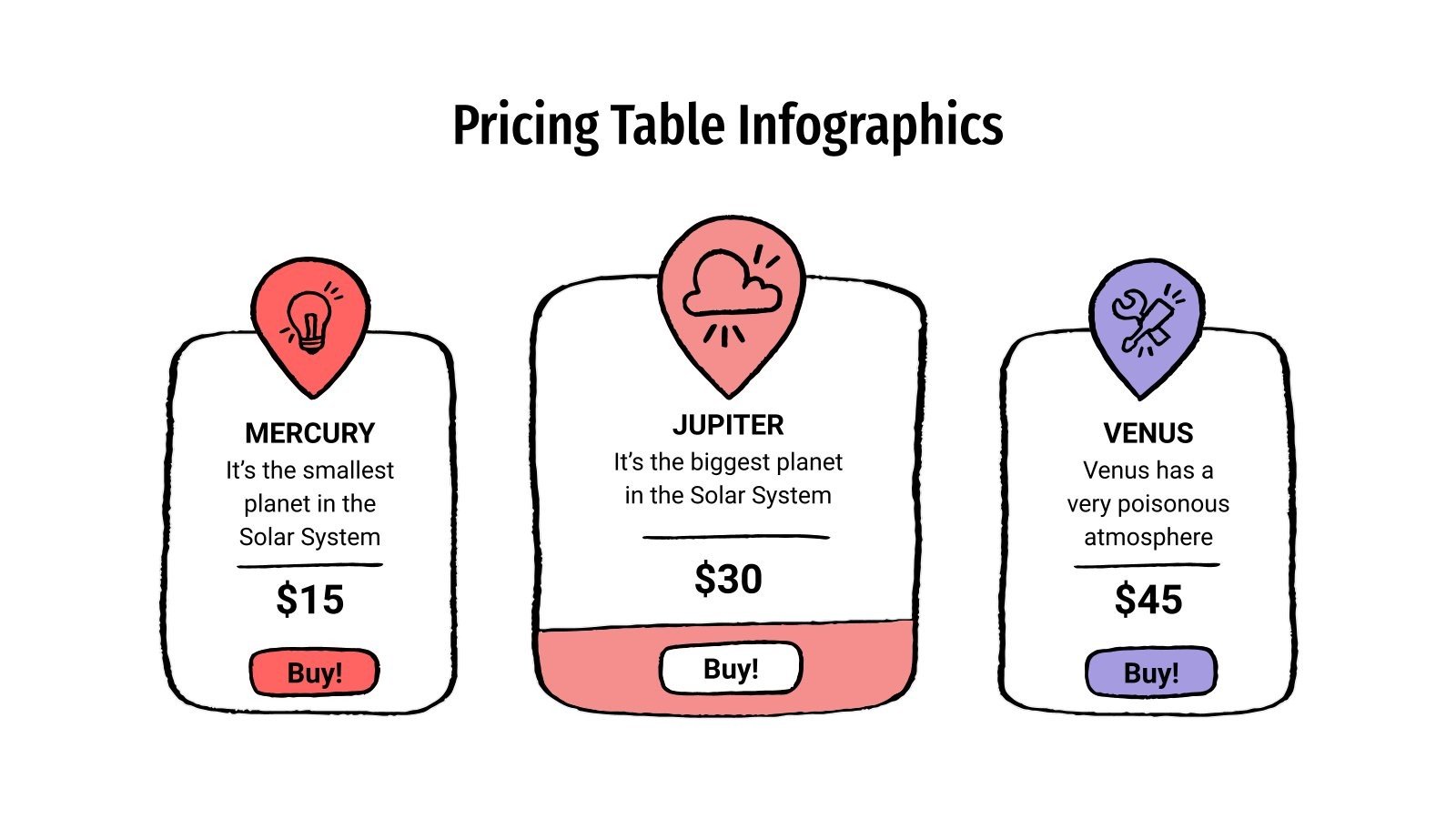 Free Pricing Table Infographics Google Slides & PPT template