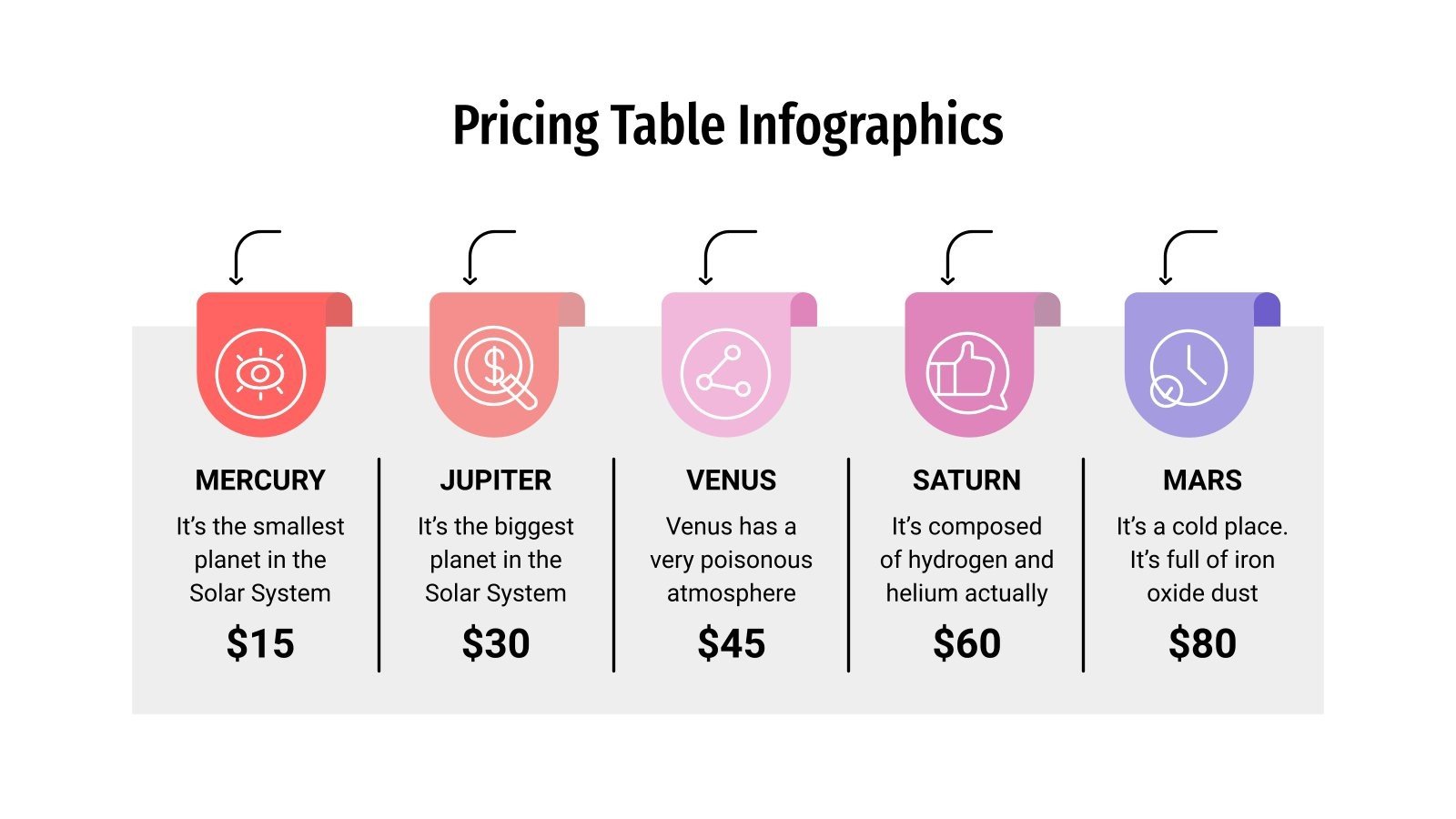 Free Pricing Table Infographics Google Slides & PPT template