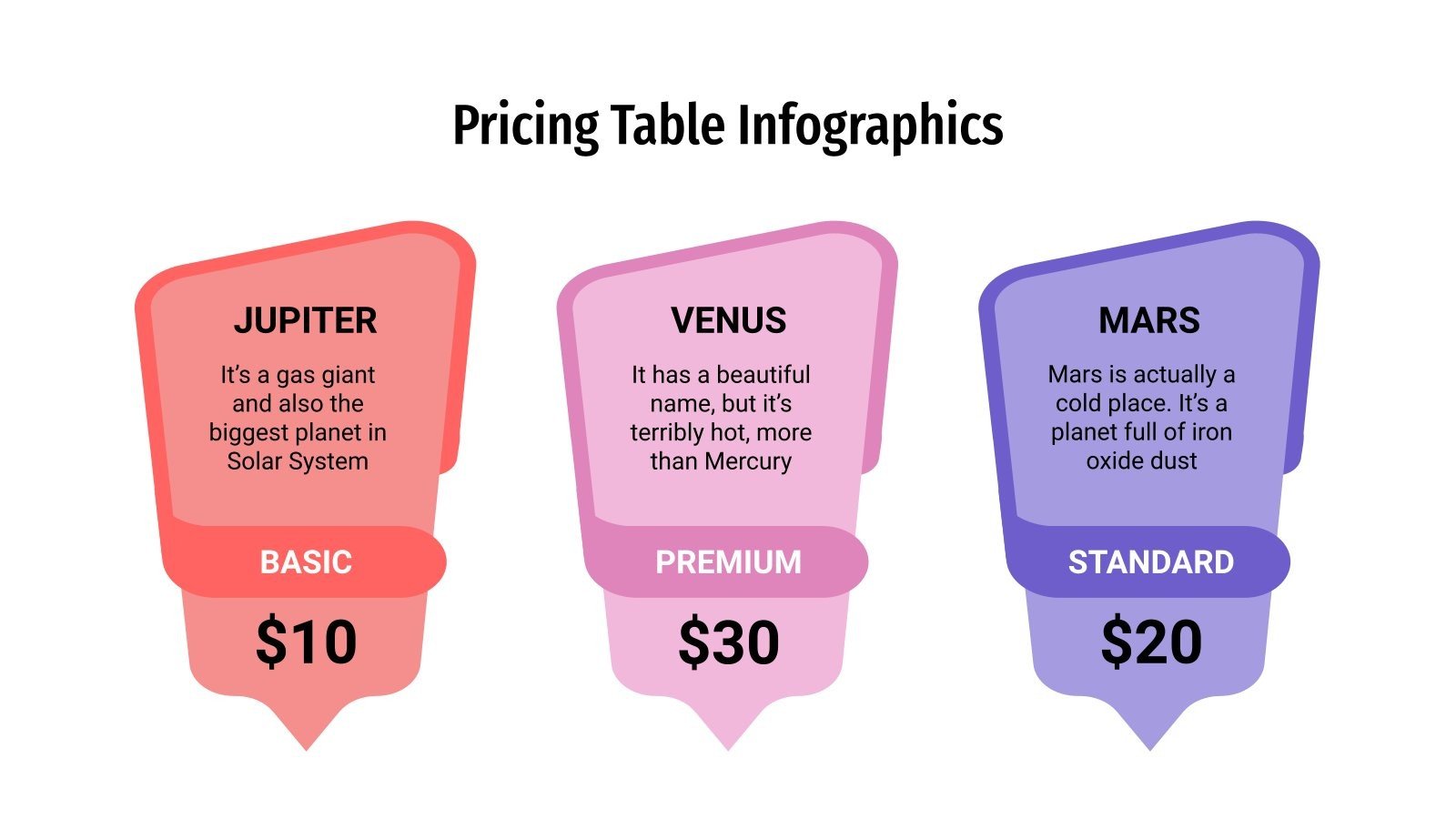 Free Pricing Table Infographics Google Slides & PPT template