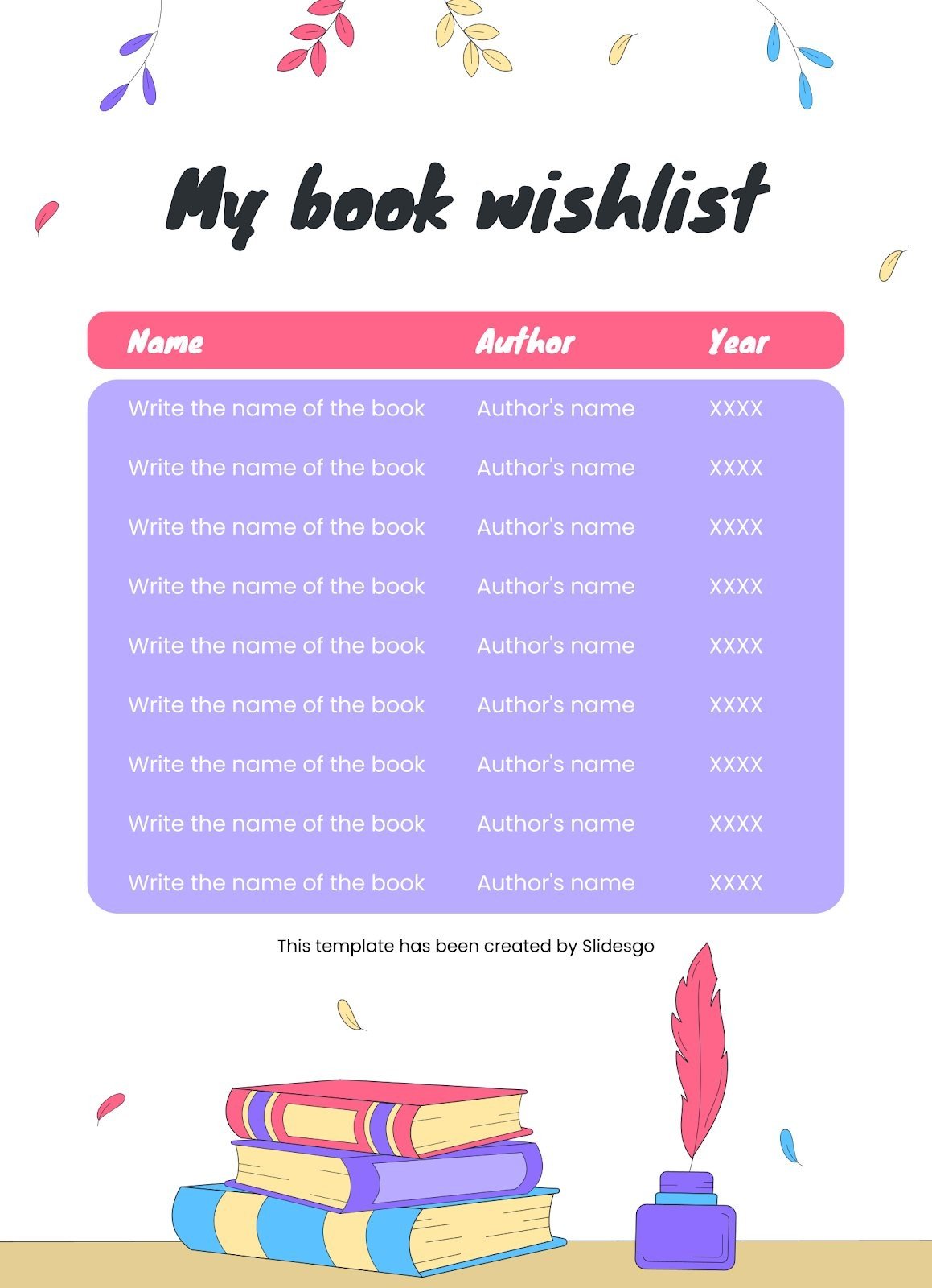 Book Wishlist | Google Slides & PowerPoint