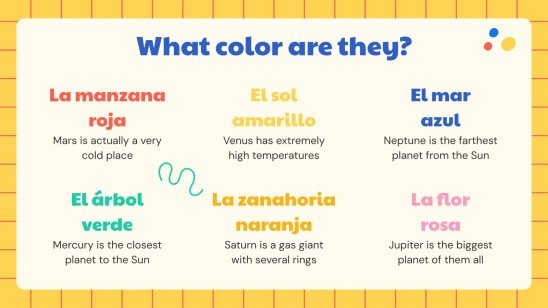 Colors & Descriptions of Objects in Spanish | Google Slides