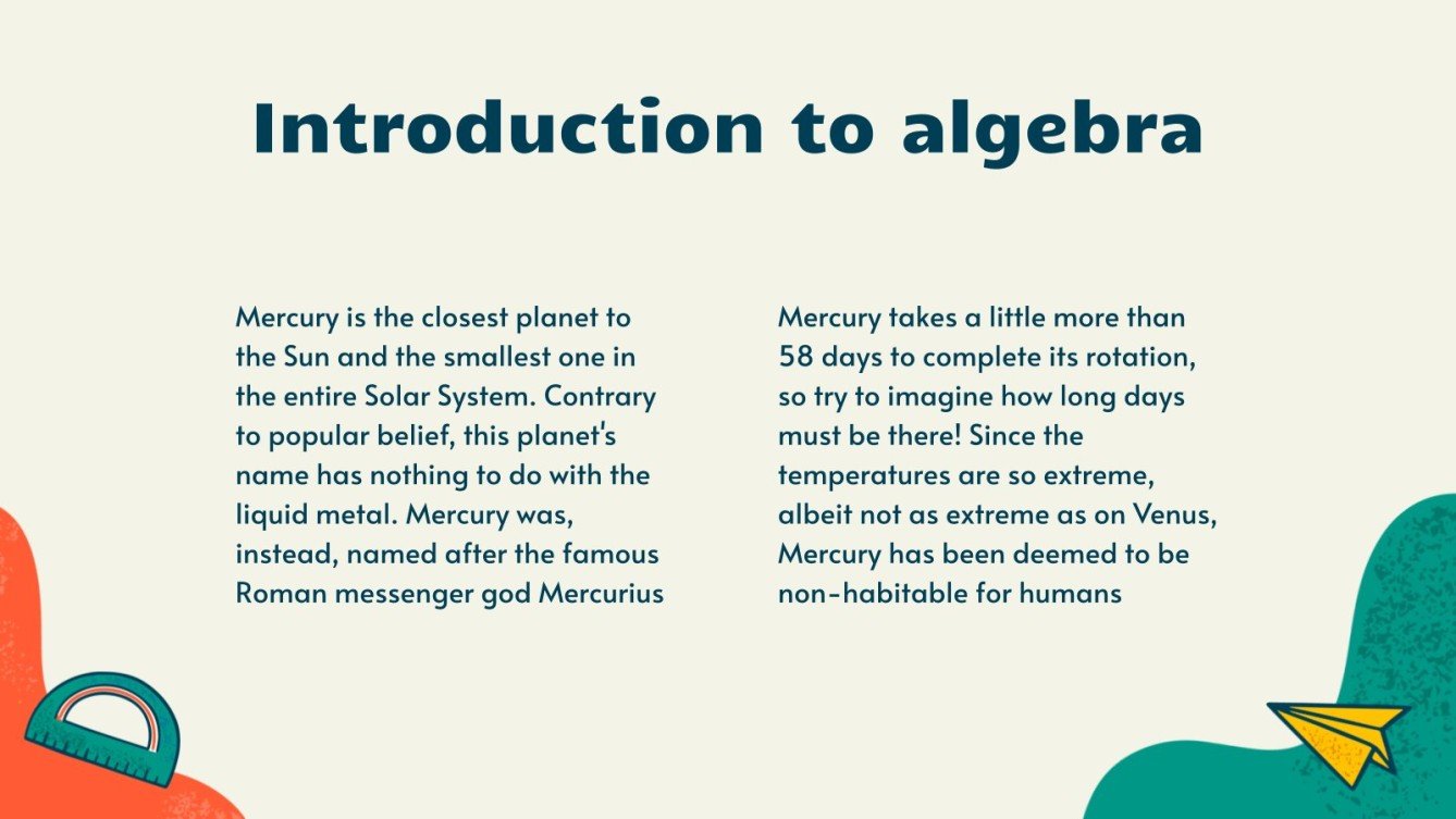 Algebra I - Mathematics - 9th Grade | Google Slides & PPT