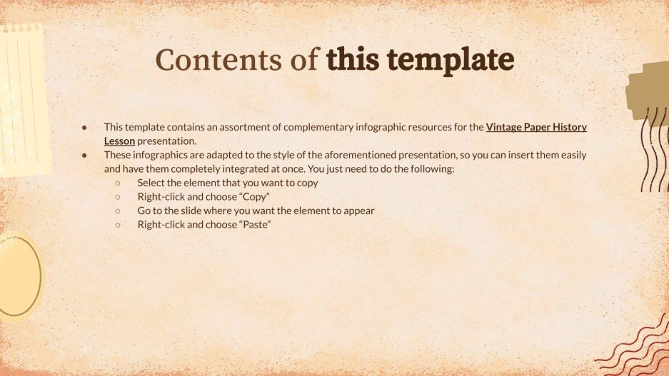 Vintage Paper History Lesson Infographics | Google Slides