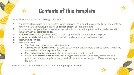 Fresh Lemon Pattern Newsletter | Google Slides & PowerPoint