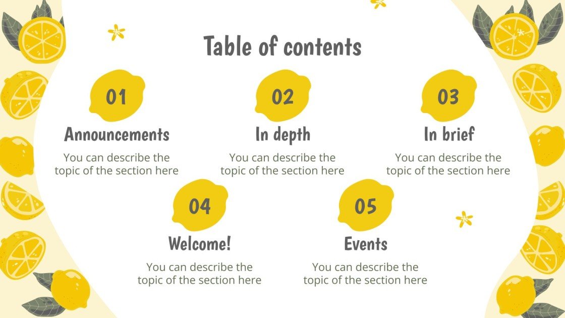 Fresh Lemon Pattern Newsletter | Google Slides & PowerPoint