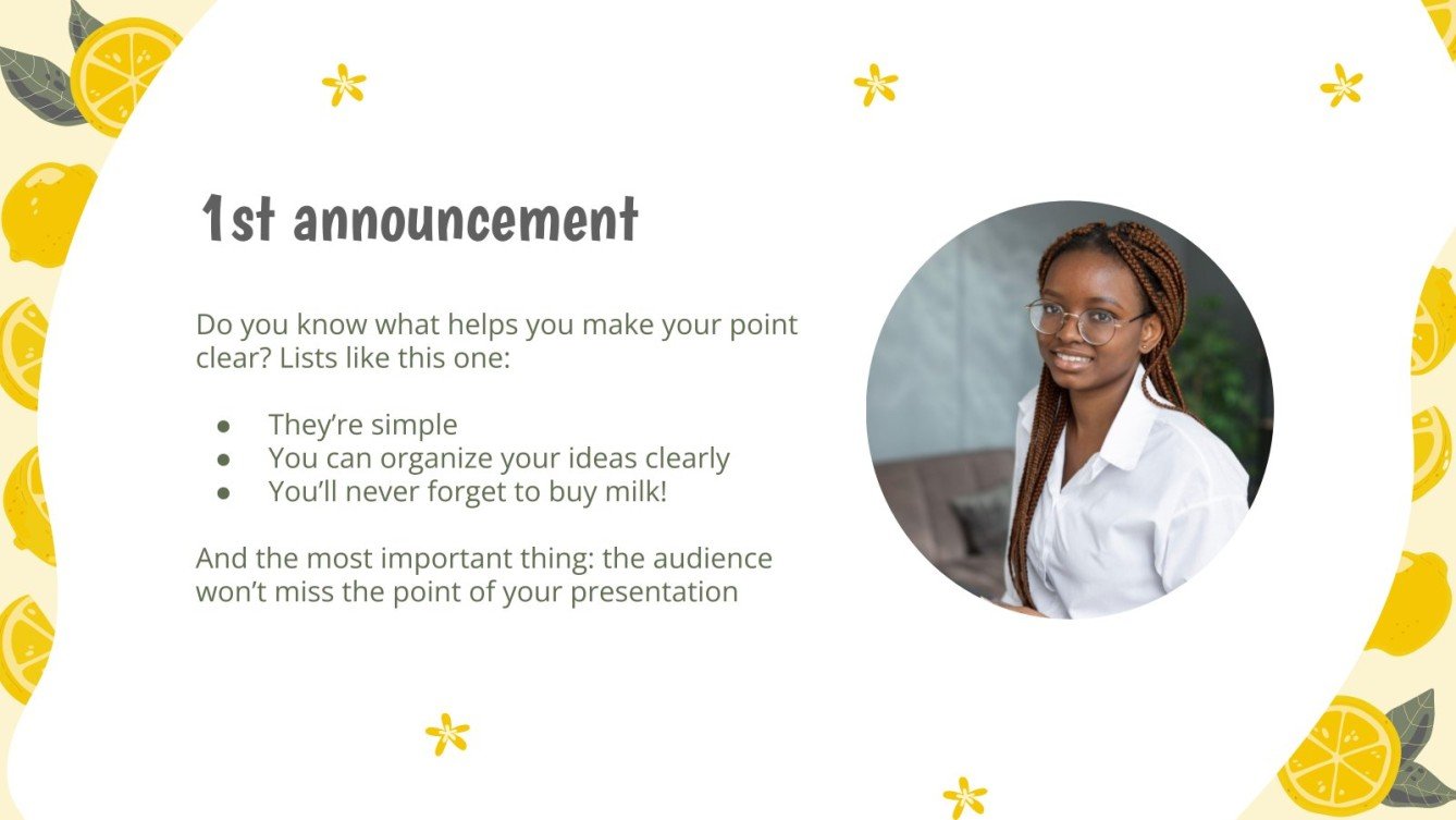 Fresh Lemon Pattern Newsletter | Google Slides & PowerPoint