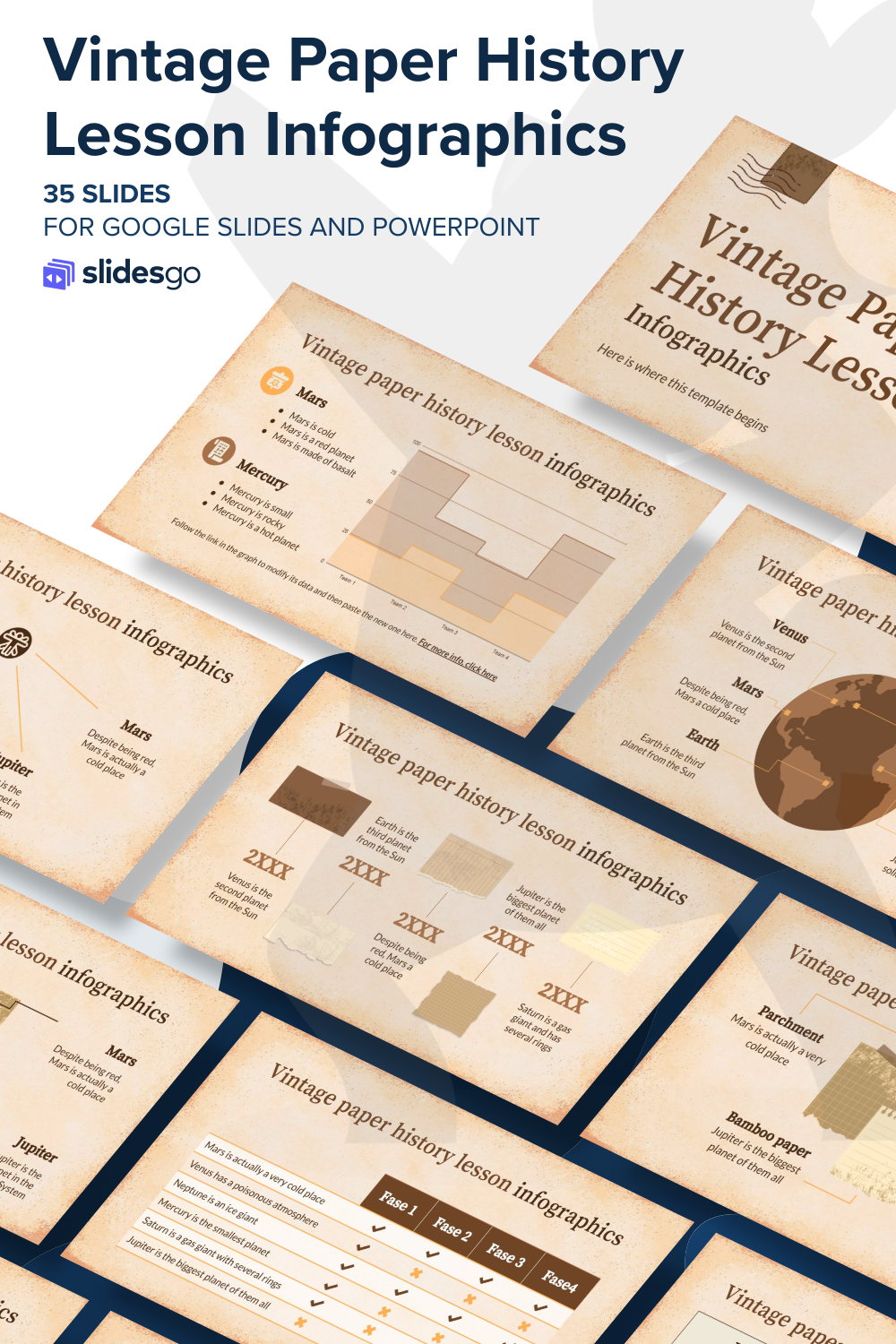 Vintage Paper History Lesson Infographics | Google Slides