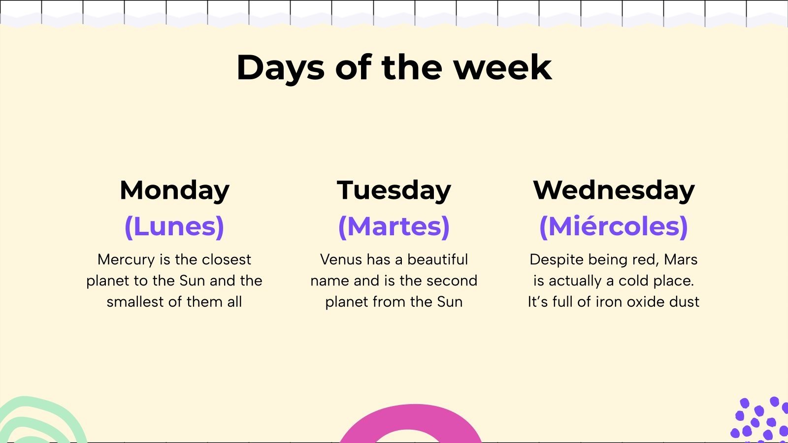 Days of the Week and Months of the Year in Spanish
