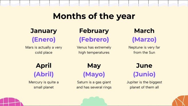 Days of the Week and Months of the Year in Spanish