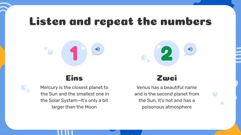 Numbers and Counting 1-20 - German | Google Slides
