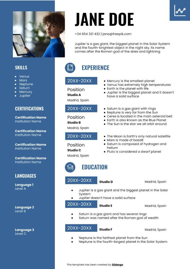 CV de estadístico y analista de datos | Google Slides y PPT