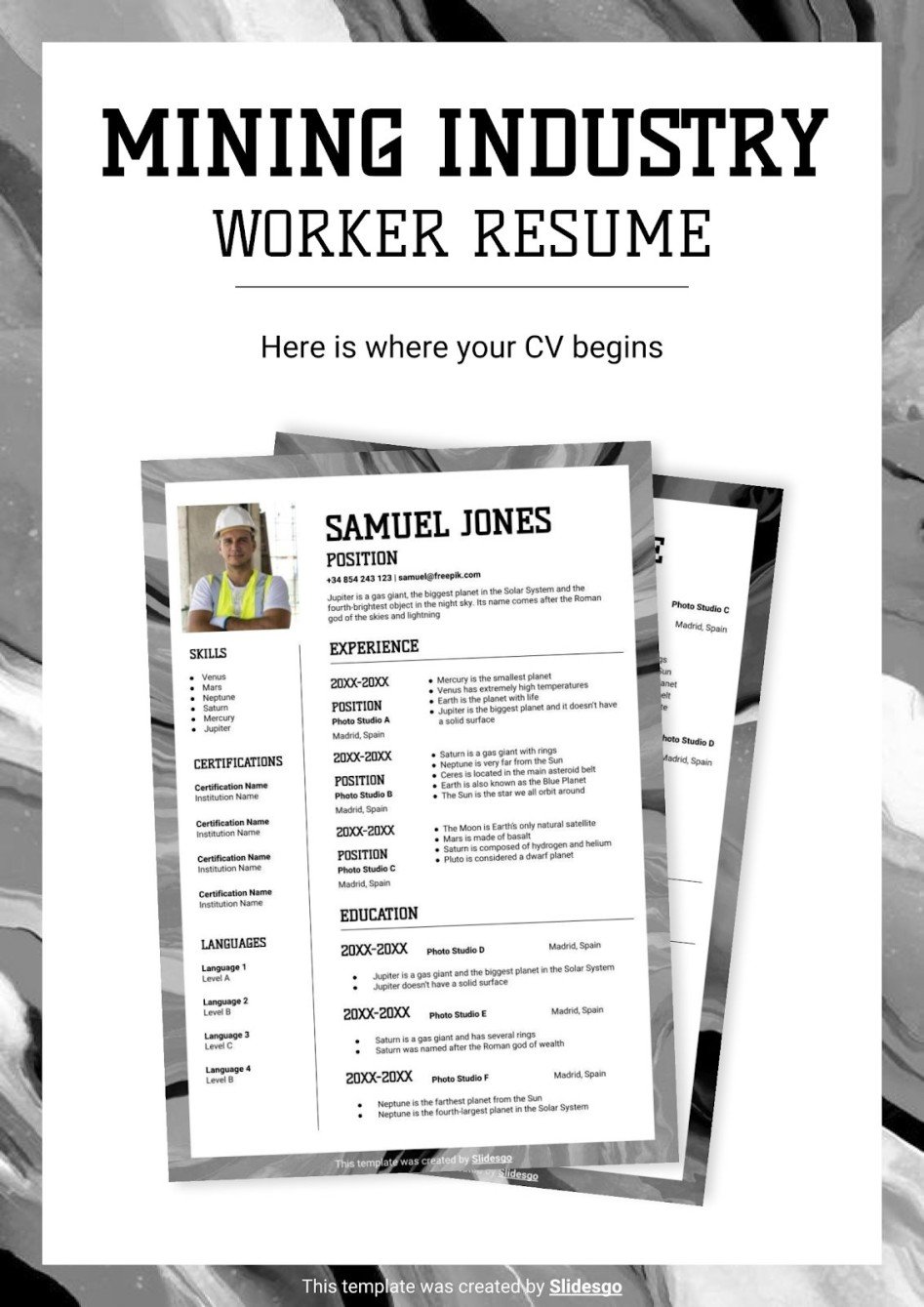 Mining Industry Worker Resume | Google Slides & PowerPoint