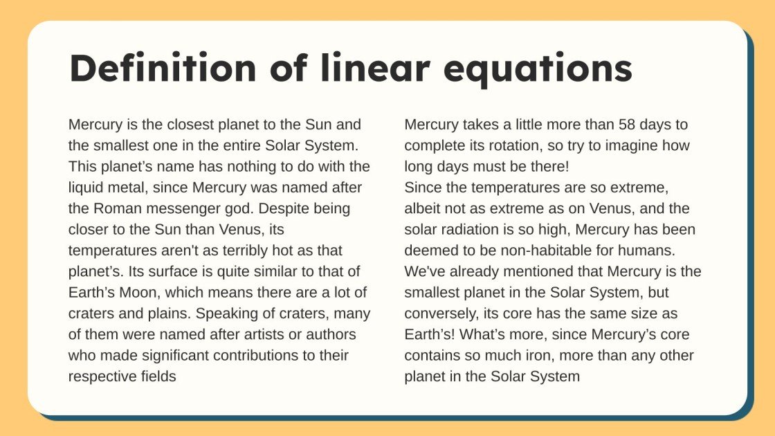 Algebra: Linear Equations and Inequalities - Math