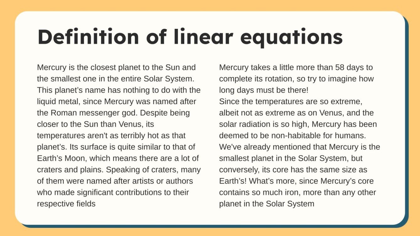 Algebra: Linear Equations and Inequalities - Math