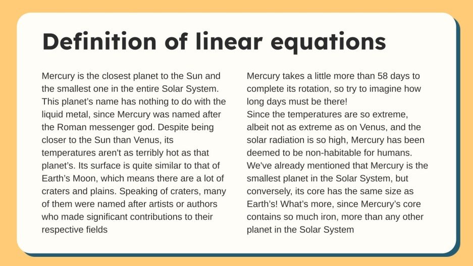 Algebra: Linear Equations and Inequalities - Math
