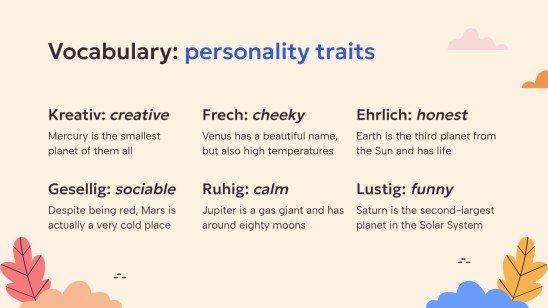 Descriptions of People, Places, and Experiences - German