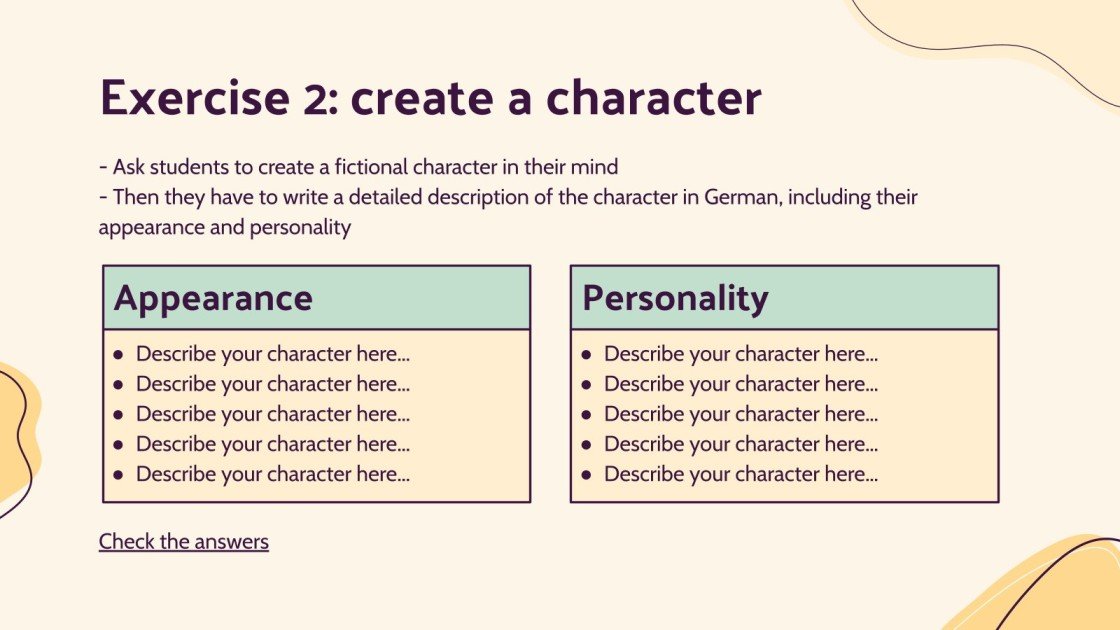 Descriptions of People and Physical Attributes - German