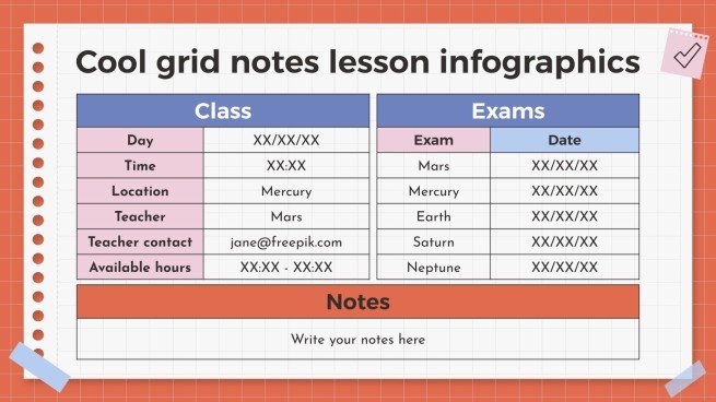 Cool Grid Notes Lesson Infographics | Google Slides & PPT