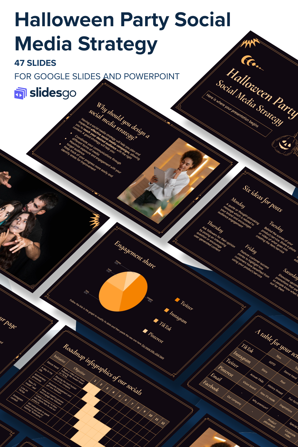 Halloween Party Social Media Strategy | Google Slides & PPT