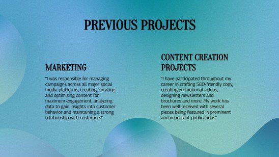 Turquoise Color Palette Portfolio | Google Slides & PPT