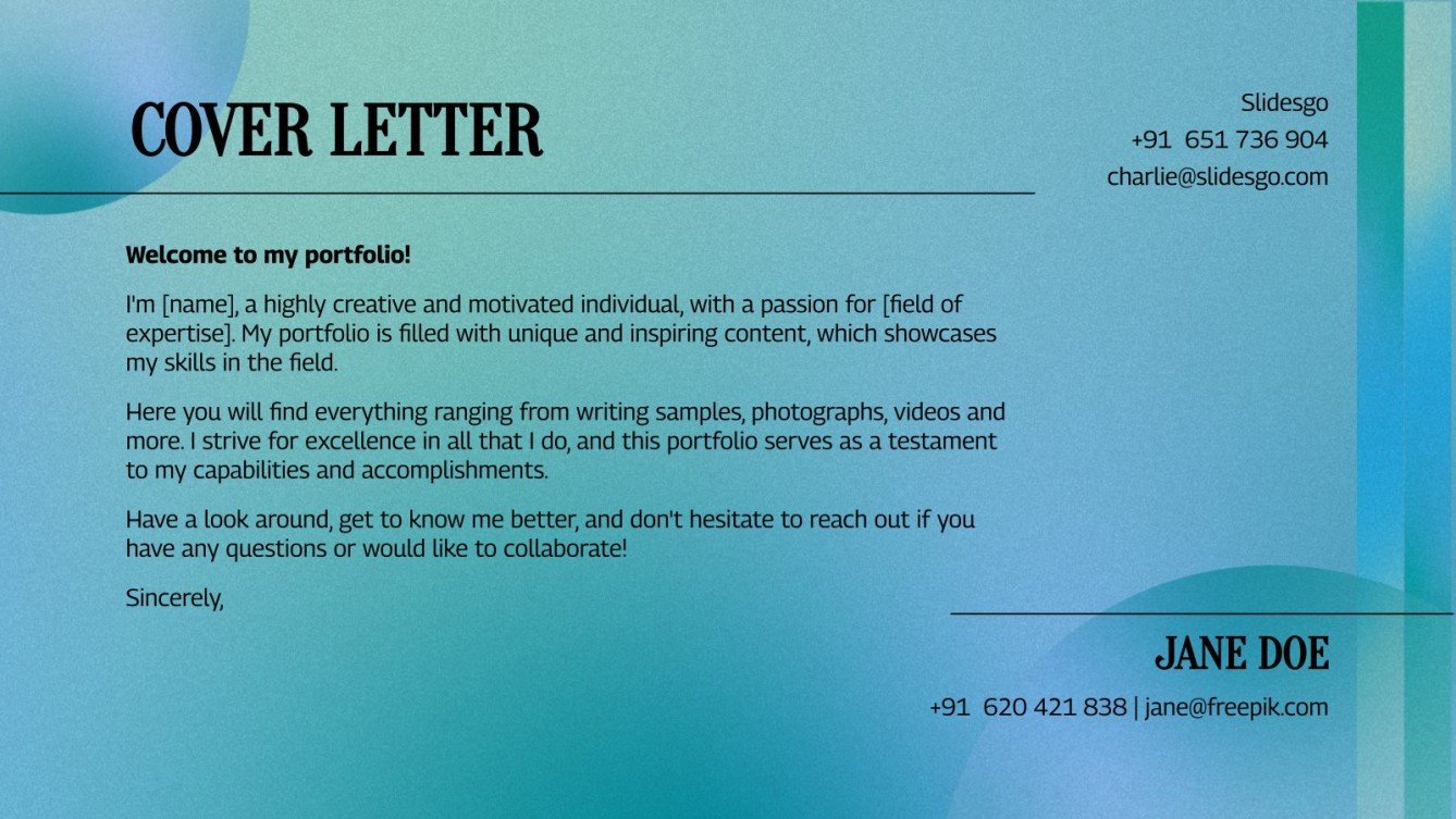 Turquoise Color Palette Portfolio | Google Slides & PPT