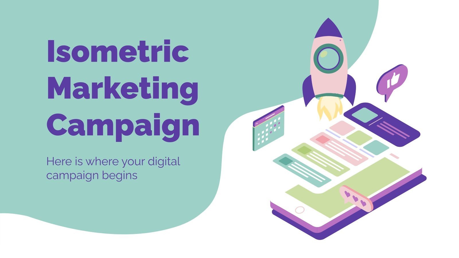 Isometric Marketing Campaign Google Slides and PPT Template