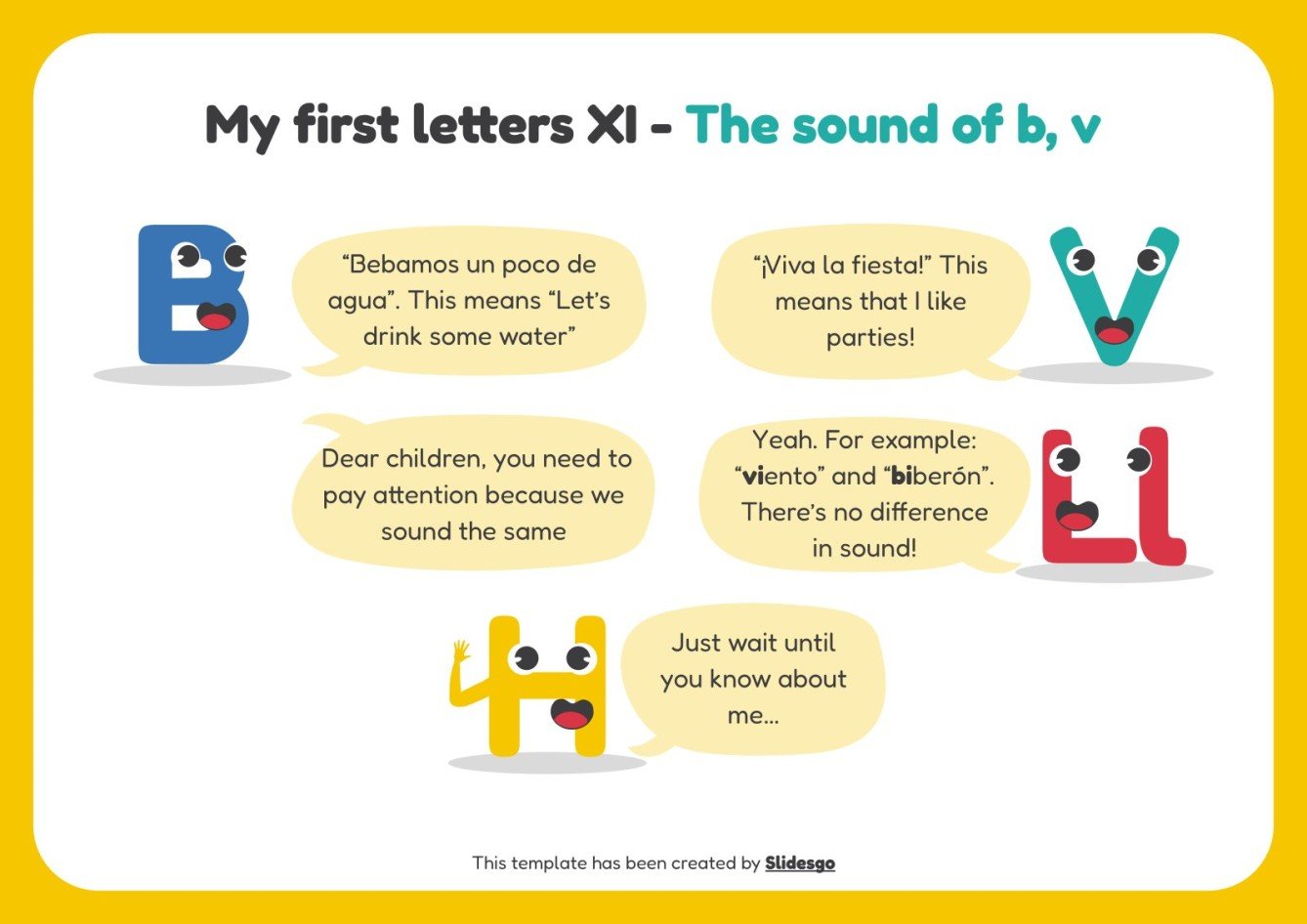 Mis primeras letras - B, V | Google Slides y PowerPoint