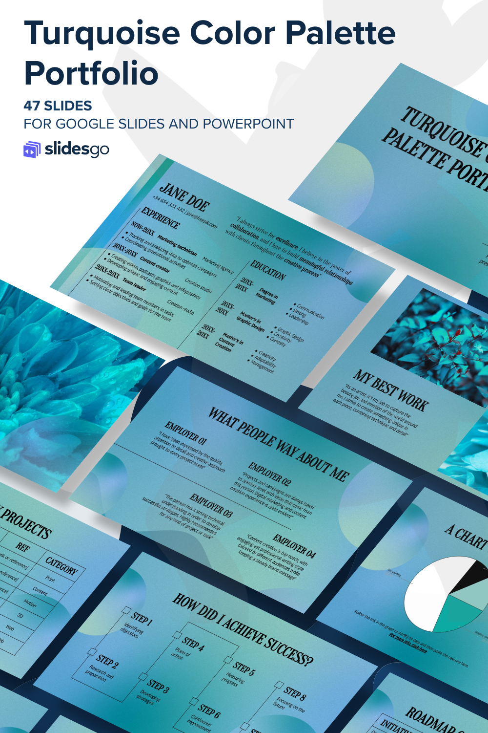 Turquoise Color Palette Portfolio | Google Slides & PPT