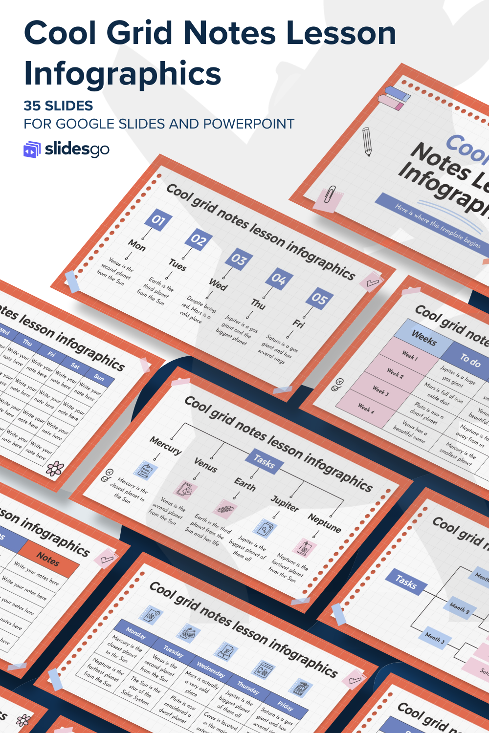 Cool Grid Notes Lesson Infographics | Google Slides & PPT