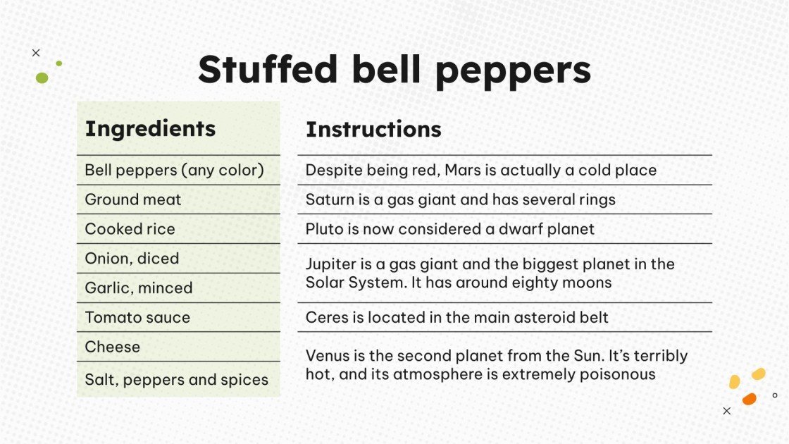 Bell Pepper Recipes | Google Slides & PowerPoint