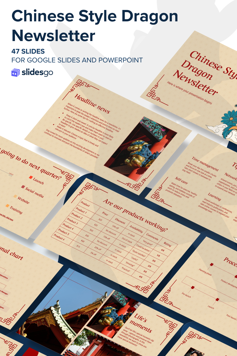 Chinese Style Dragon Newsletter | Google Slides & PPT