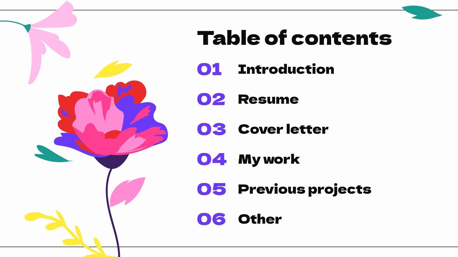 Abstract Botanical Pattern Portfolio | Google Slides & PPT