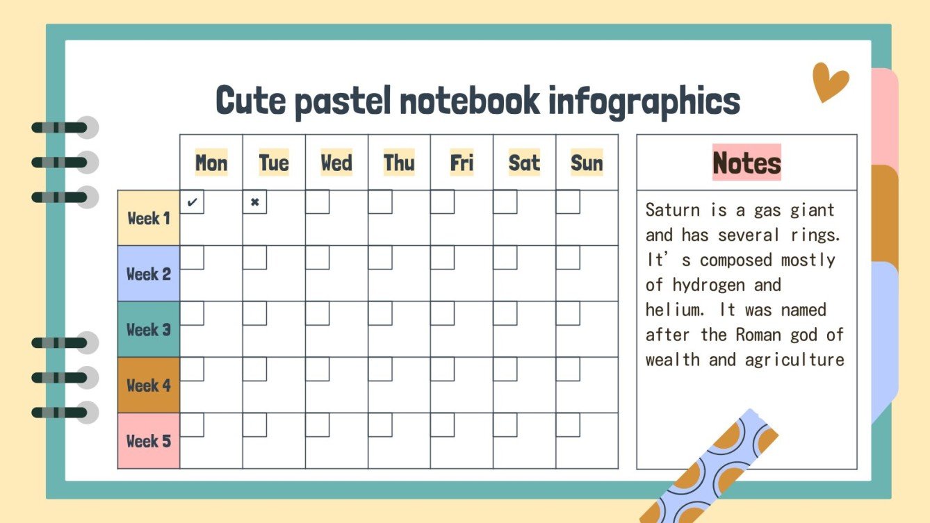 Cute Pastel Notebook Infographics | Google Slides & PPT