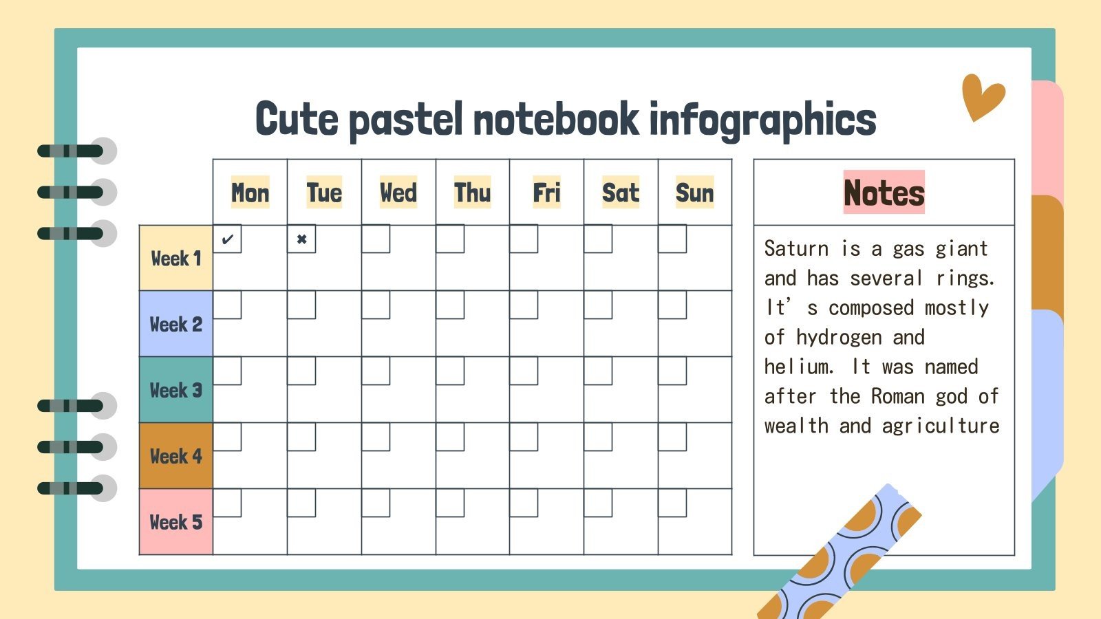 Cute Pastel Notebook Infographics | Google Slides & PPT