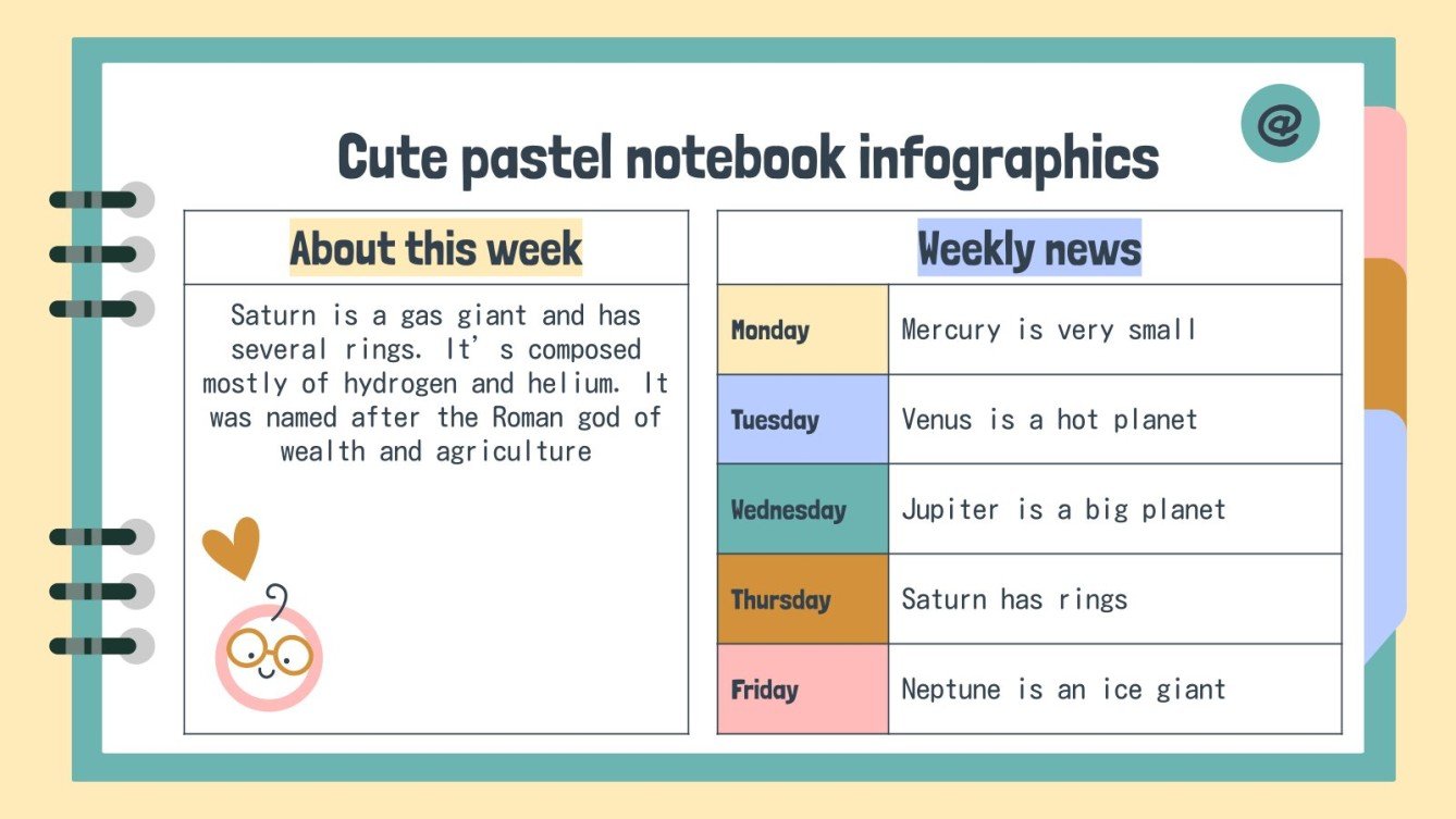 Cute Pastel Notebook Infographics | Google Slides & PPT