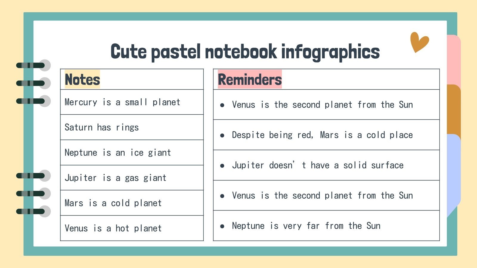 Cute Pastel Notebook Infographics | Google Slides & PPT