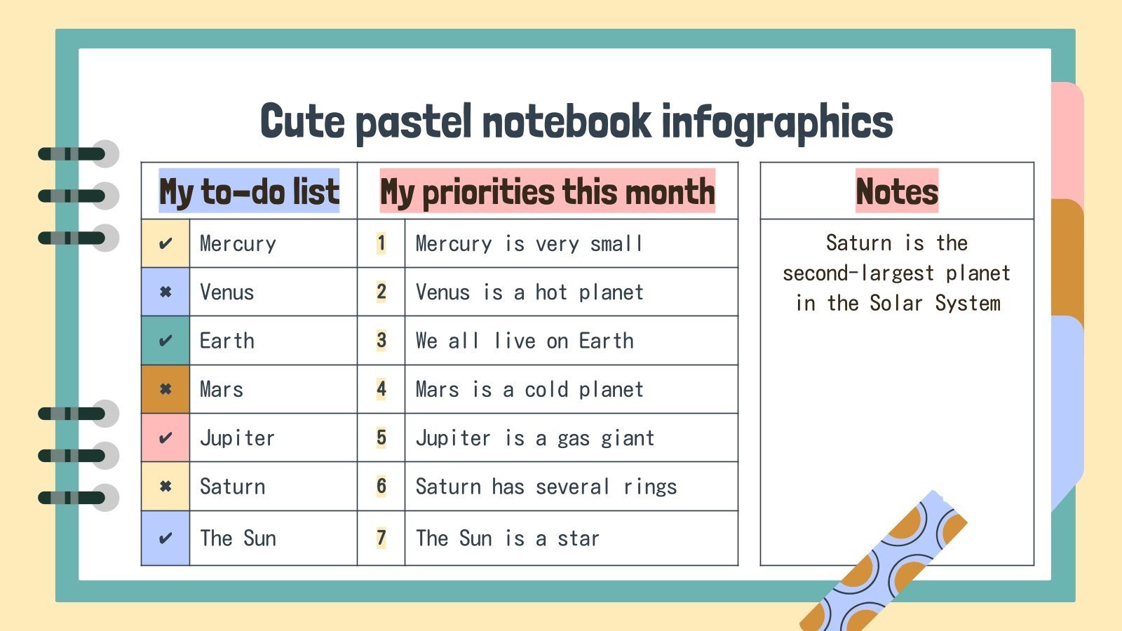 Cute Pastel Notebook Infographics | Google Slides & PPT