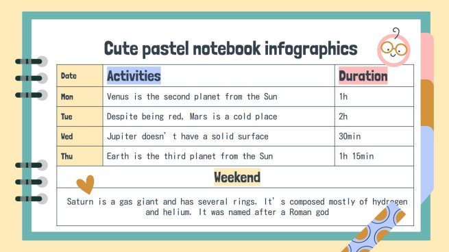 Cute Pastel Notebook Infographics | Google Slides & PPT
