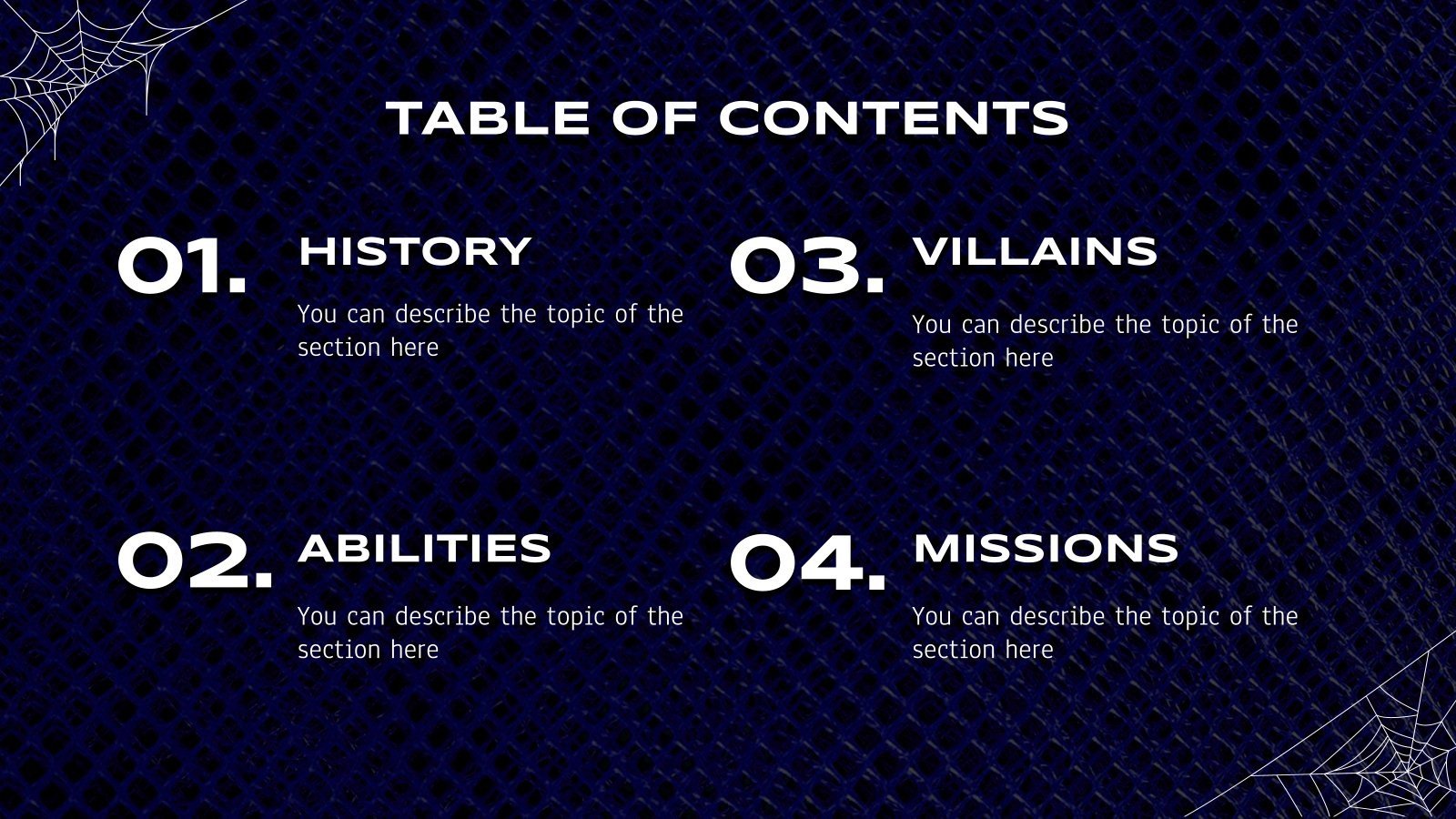 Spider Background Minitheme | Google Slides & PowerPoint template