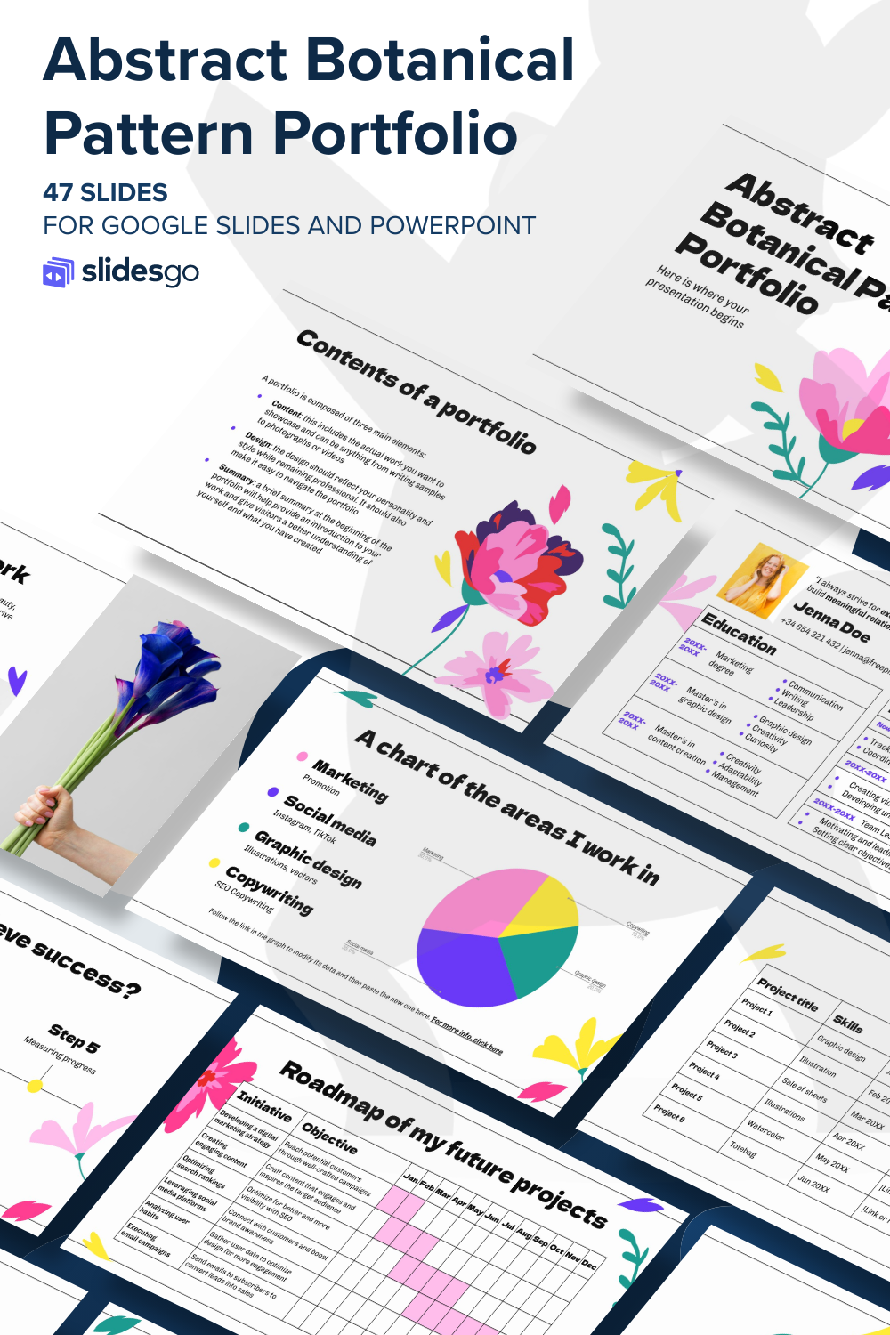 Abstract Botanical Pattern Portfolio | Google Slides & PPT