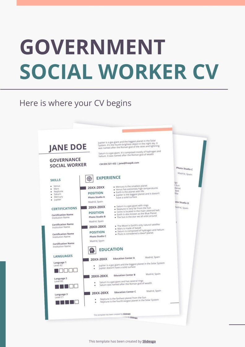 Government Social Worker CV | Google Slides & PowerPoint