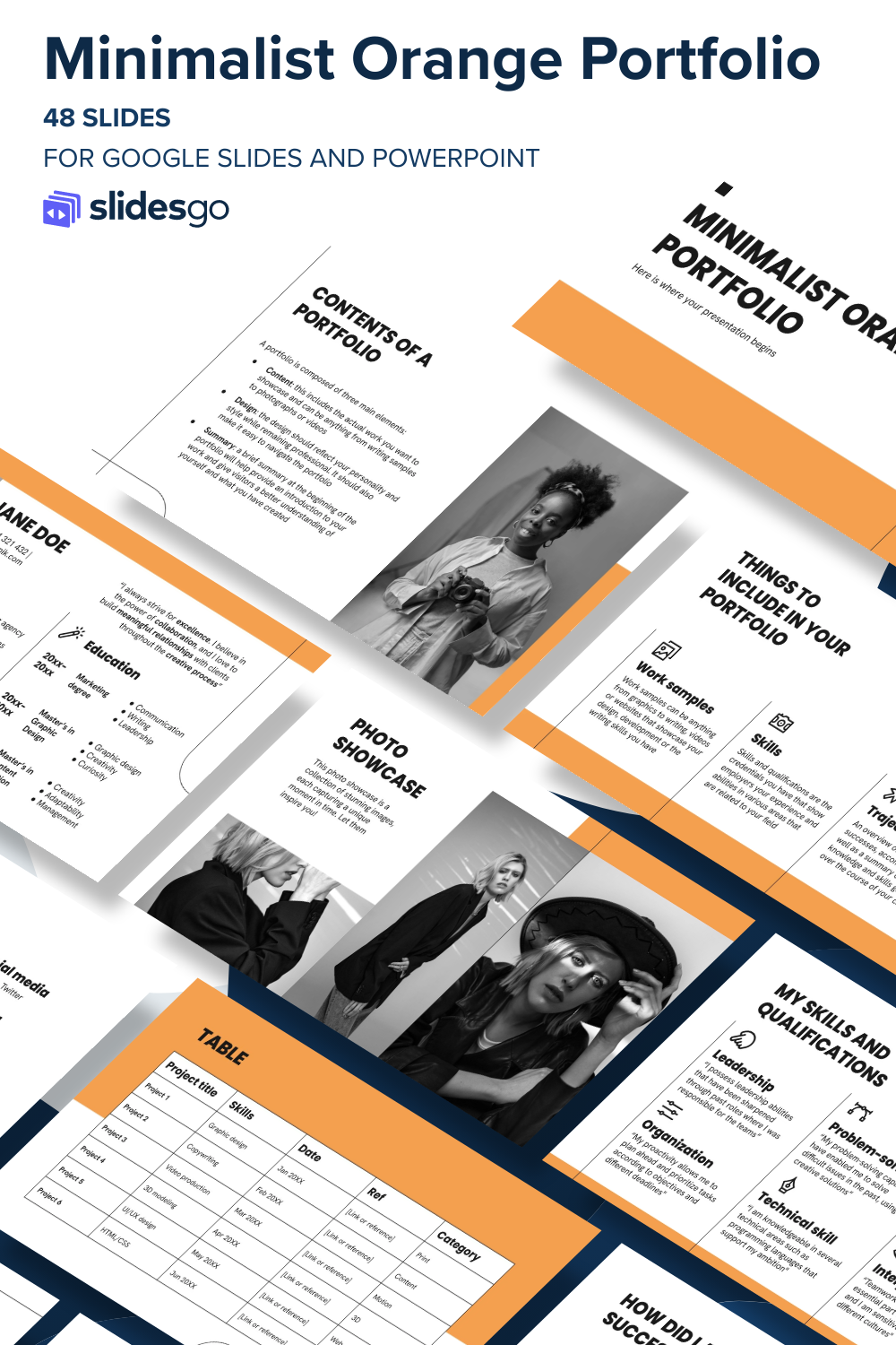 Minimalist Orange Portfolio | Google Slides & PPT