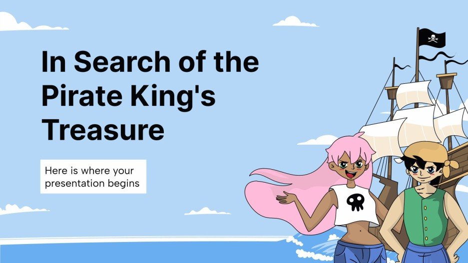 Google Slides and PowerPoint templates about pirates