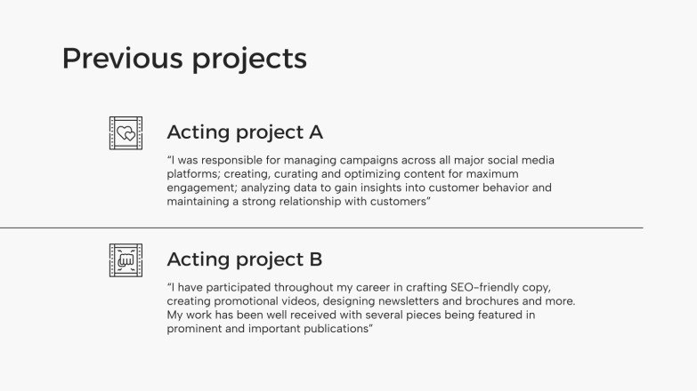 Portfólio de ator | Modelo do Google Slides e PowerPoint
