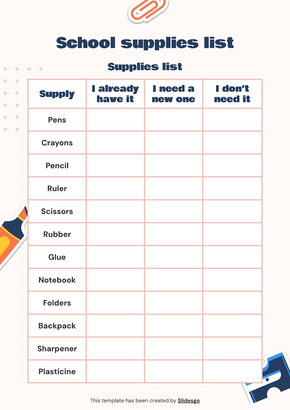 Back-to-school Supply List | Google Slides & PowerPoint