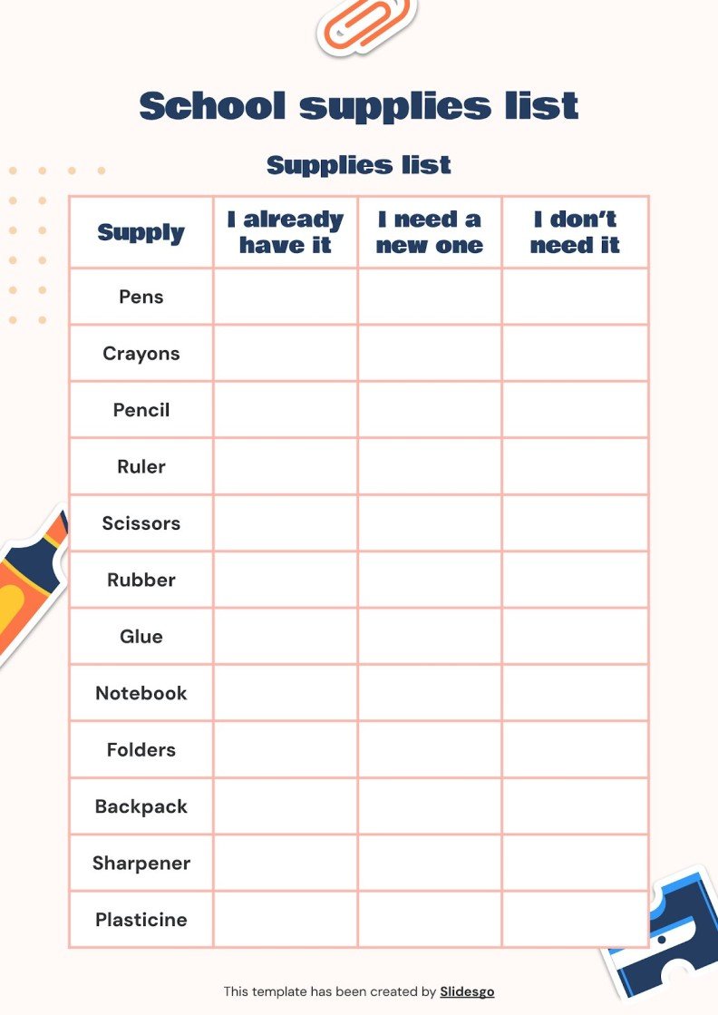 Back-to-school Supply List | Google Slides & PowerPoint