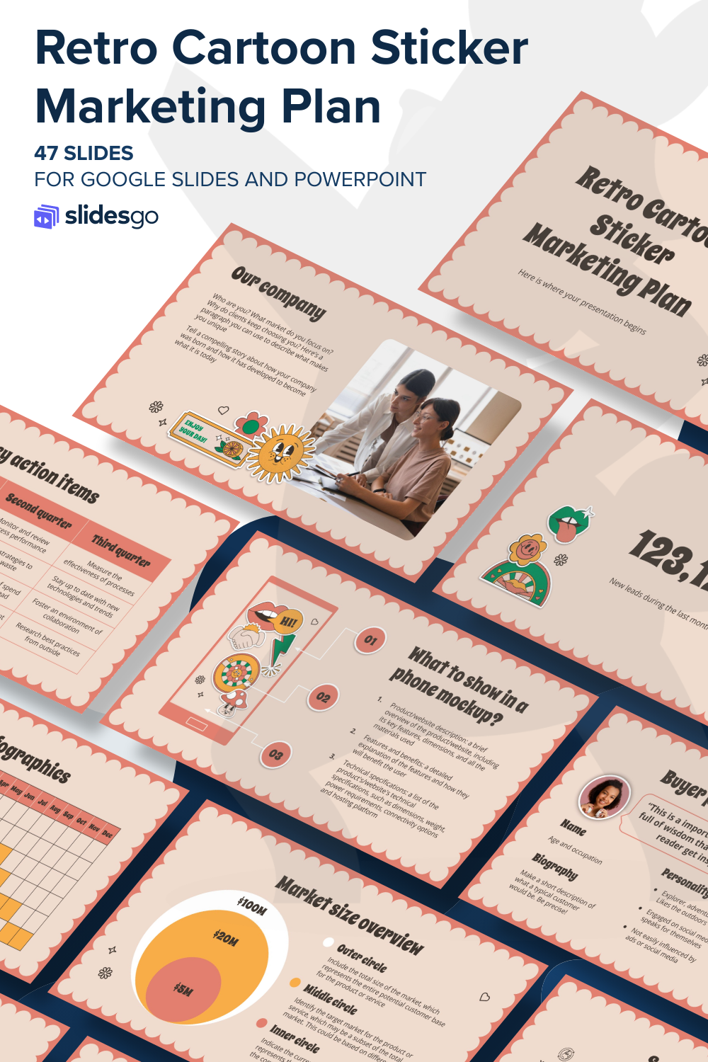Retro Cartoon Sticker Marketing Plan | Google Slides & PPT